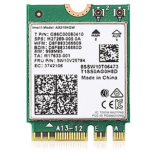 AX210NGW DTK WiFi Card WiFi 6E Supports 6GHz, 2230, 2x2 AX+BT 5.3+Tri-Band, Includes RF Cable (11 inch), 5dBi High Gain Antennas and Low-Profile Brackets