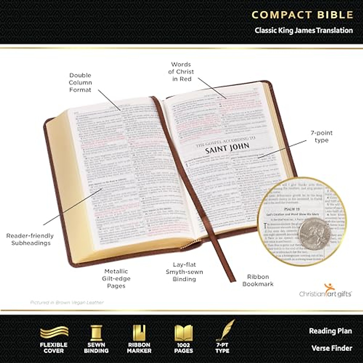 KJV Holy Bible, Compact Faux Leather Red Letter Edition - Ribbon Marker, King James Version, Pink