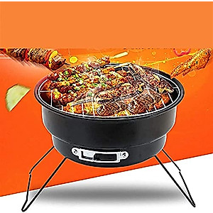 BBQ Grill Outdoor Outdoor Indoor Barbecue Charcoal Grill Outdoor Folding Portable Mini Grill Charcoal Stainless Steel Net Grill Round Oven Small