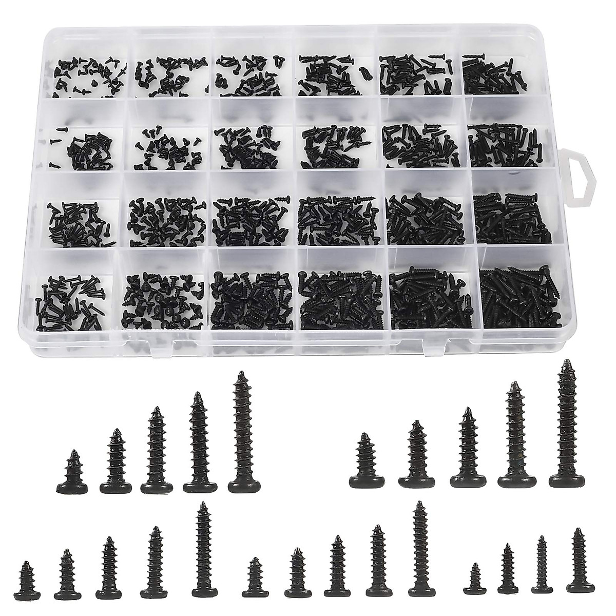 MEIYYJ 1100pcs Round Pan Head Tapping Screws Laptop Notebook Computer Screws Kit,M1.2,M1.4,M1.5,M1.7,M2 countersunk Phillips Mini Screw Set for Electronic Repair (1100PCS)
