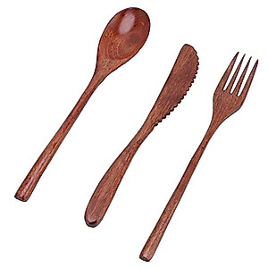 Wooden Cutlery Set Scratch Proof Portable Spoon Fork Cutter Tableware With Box For Dessert Salads Noodles Wooden Cutlery Set Scratch