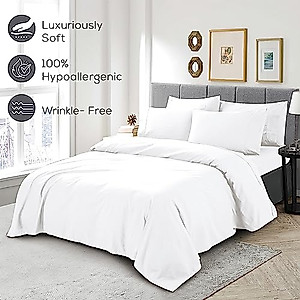 Mueller Ultratemp Bed Sheets Set, Super Soft 1800, 18-24 Inch Deep Pocket Sheets, Transfers Heat, Breathes Better, Hypoallergenic, Wrinkle, 6Pc, White, California King