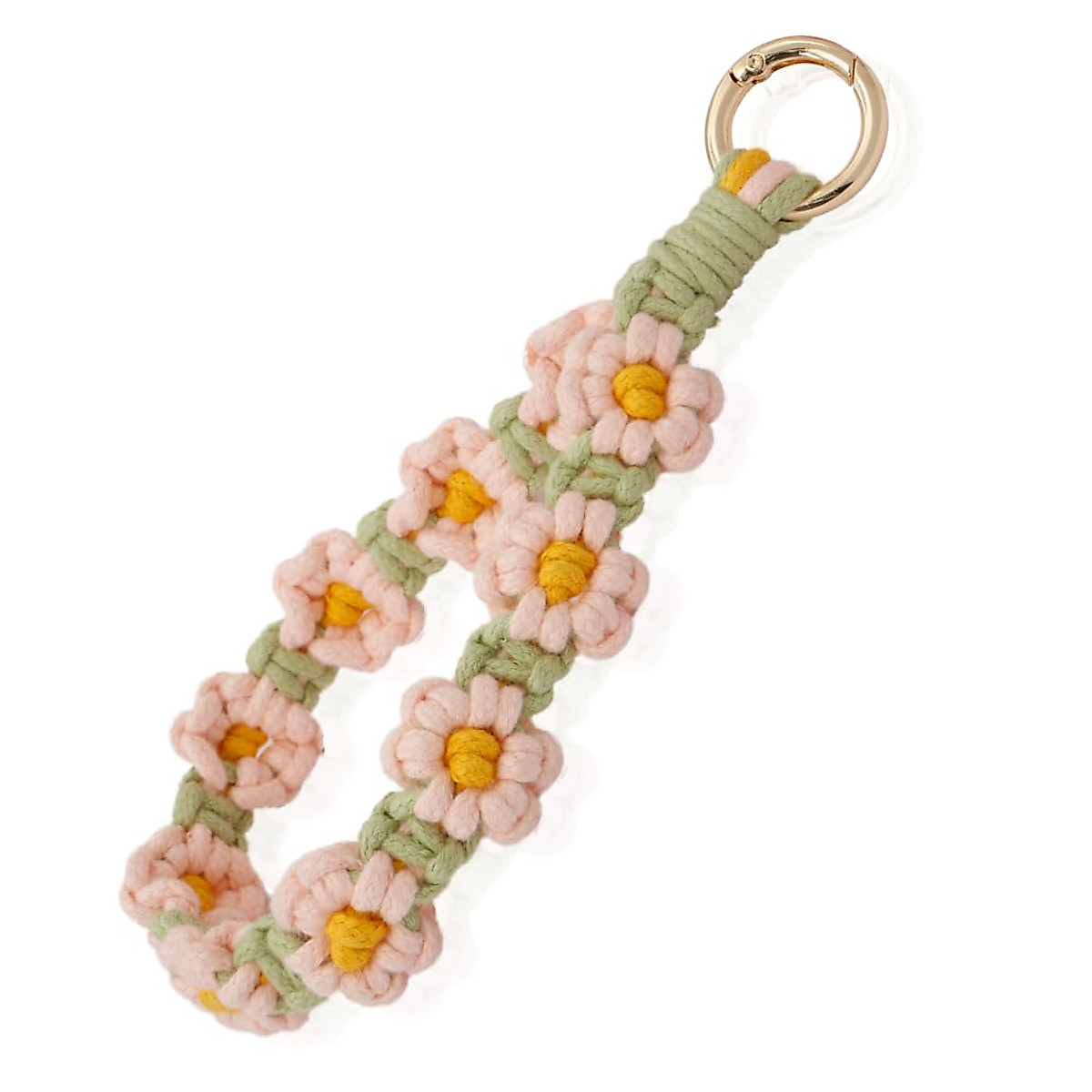 Macrame Keychain Wristlet for Women Wristlet Keychain Wrist Lanyards for Keys Cute Keychain for Car Keys Keychain Key Lanyard Pink Wristlet Keychain Aesthetic Key Chain Wristlet Lanyard Bracelet
