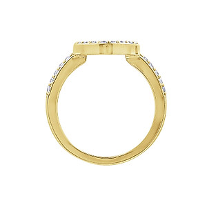 KIERA 14K Yellow Gold Clad Sterling Silver Round Halo Malachite Ring, Size 7