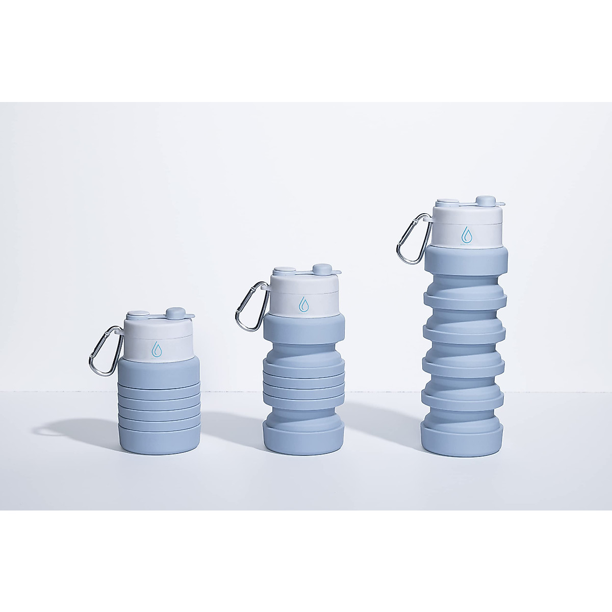 DRINK THIRSTY Collapsible Water Bottle | BPA free and food-grade silicone | 500mL | Convenient and perfect for everyday use (Sky Blue)