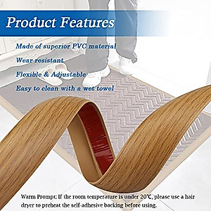 Floor Transition Strip Self Adhesive Carpet & Flooring Transitions Edging Trim Strip PVC Threshold Transitions Suitable for Threshold Height Less Than 5mm (10Ft, Wood Grain Light Brown-New)