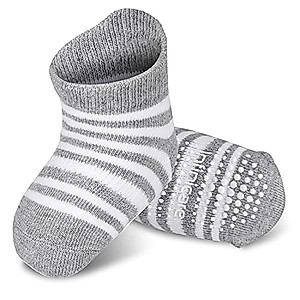 Infinicare Non-Slip Grip Baby Socks - Anti Skid Infant Baby Ankle Socks Low Cut for Infants Toddlers Kids Girls Boys (6-12 Months)