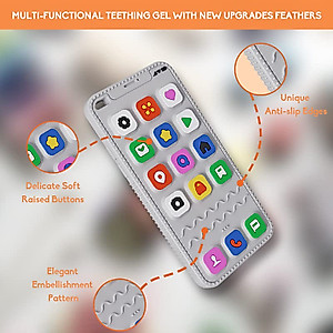 Baby Teething Toys, Silicone Baby Toys Teether Chew Toys for Babies, TV Remote Control Cellphone Shape with Push Sensory Bubble, Infant Teether Early Educational Toy for Babies 3-12 Months - 2 Pack