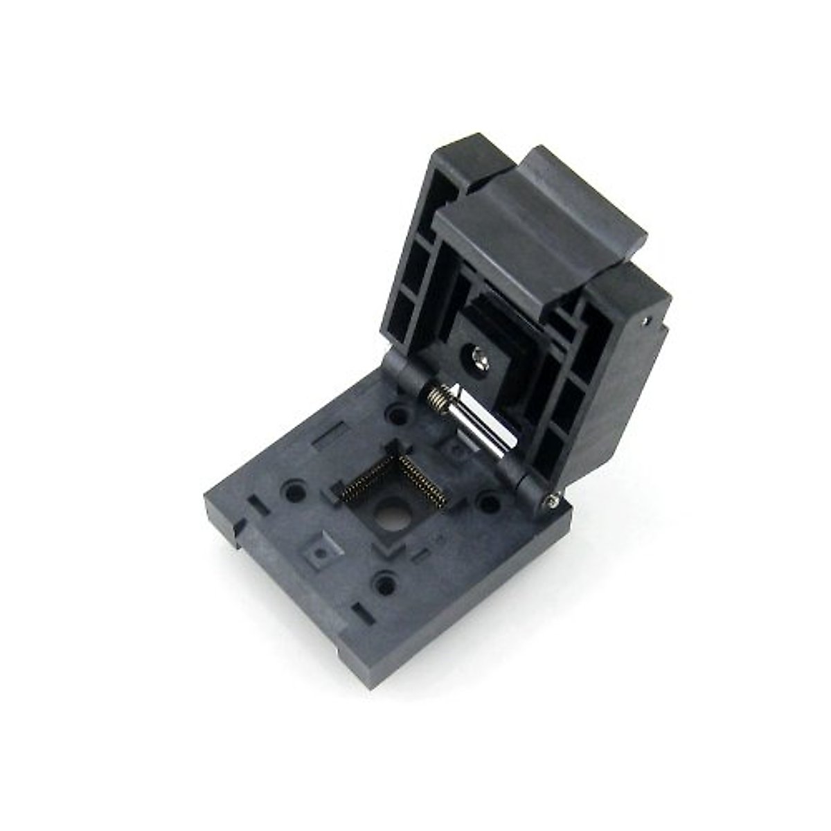 QFN64 Clamshell Programming Adapter Socket/Burning Socket/IC Test Socket QFN-64B-0.5-01, 64-Pin, 0.5mm Pitch, IC Test Burn-in Socket, Applied to QFN64, MLP64, MLF64 Packages.