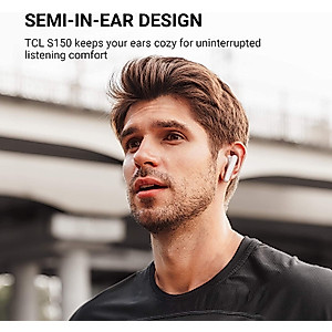 TCL S150 True Wireless Earbuds, Deep Bass with 13mm Drivers, Bluetooth 5.0 Headphones, Type C Charging Case, Noise Isolation, Waterproof Touch Control Wireless Earphones with Mic for Work, White