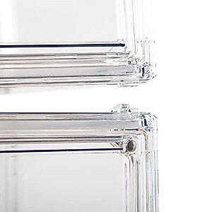 BOHOIDEE Clear Book Storage Organizer for Bookshelf, Plastic Stackable Book Display Case with Magnetic Door, Acrylic Showcase for Toys Handbags, Shoes, Purses