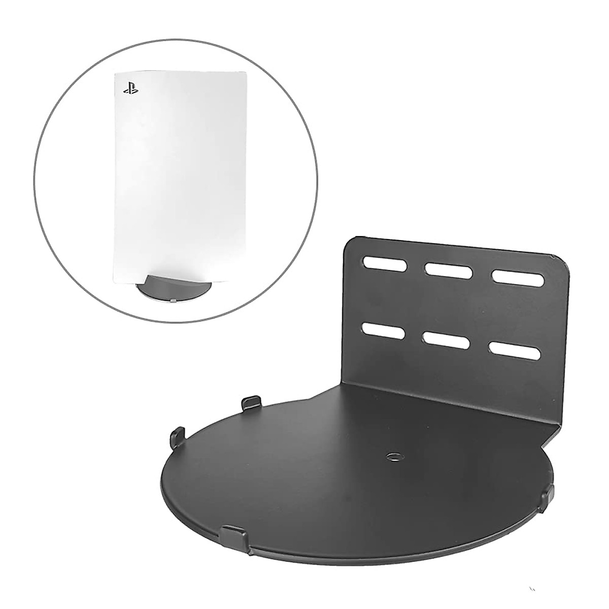 EMAQUIN Wall Mount Bracket for PlayStation 5 (PS5) (Sturdy Metal,Enduring Paint Finish,Easy Install on The Wall,Compatible with Both Console-Disc and Digital Eidtion,Black)