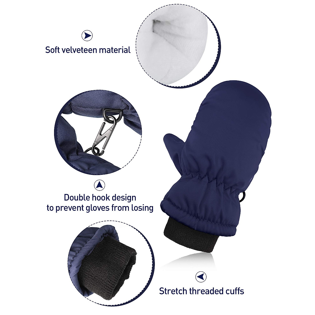 6 Pairs Waterproof Gloves Kids Winter Snow Mittens Windproof Ski Gloves for Weather Children Outdoor Activities (Solid Colors,5-8 Years)