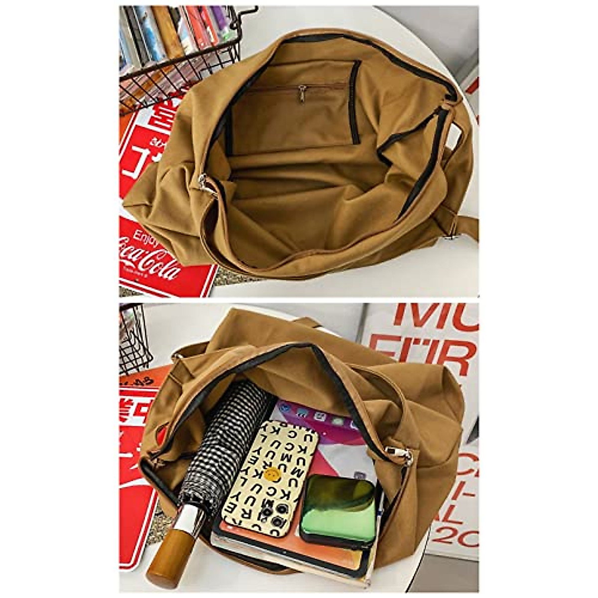 FRVXO Women's Fashion Crossbody Bag Large Size Shoulder Bag Casual Shopping Bag Canvas Messenger Bag Travel Pouch (Green)