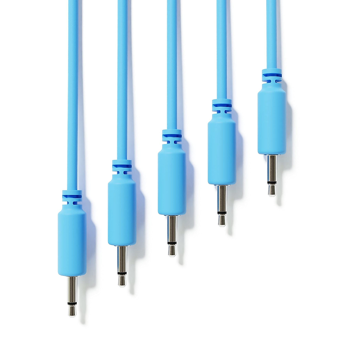 ExcelValley - 5-Pack - Mono Modular Patch Cables - TS 3.5mm 1/8" Eurorack Synthesizer [Blue | 20 cm - 7.87"]