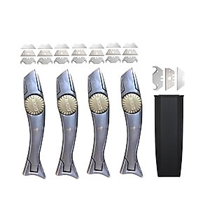Zimpty ZY380 Heavy Duty 4 Pack Shark Knife Vinyl Knife Utility Knife with 24pc Blades Combo Set(4-Pack)