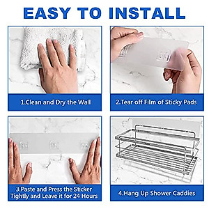 XLQADV Replacement 6 Pcs Adhesive Hooks Sticker for Shower Caddy Basket Shelf SUS304 Stainless Steel (Transparent, S)