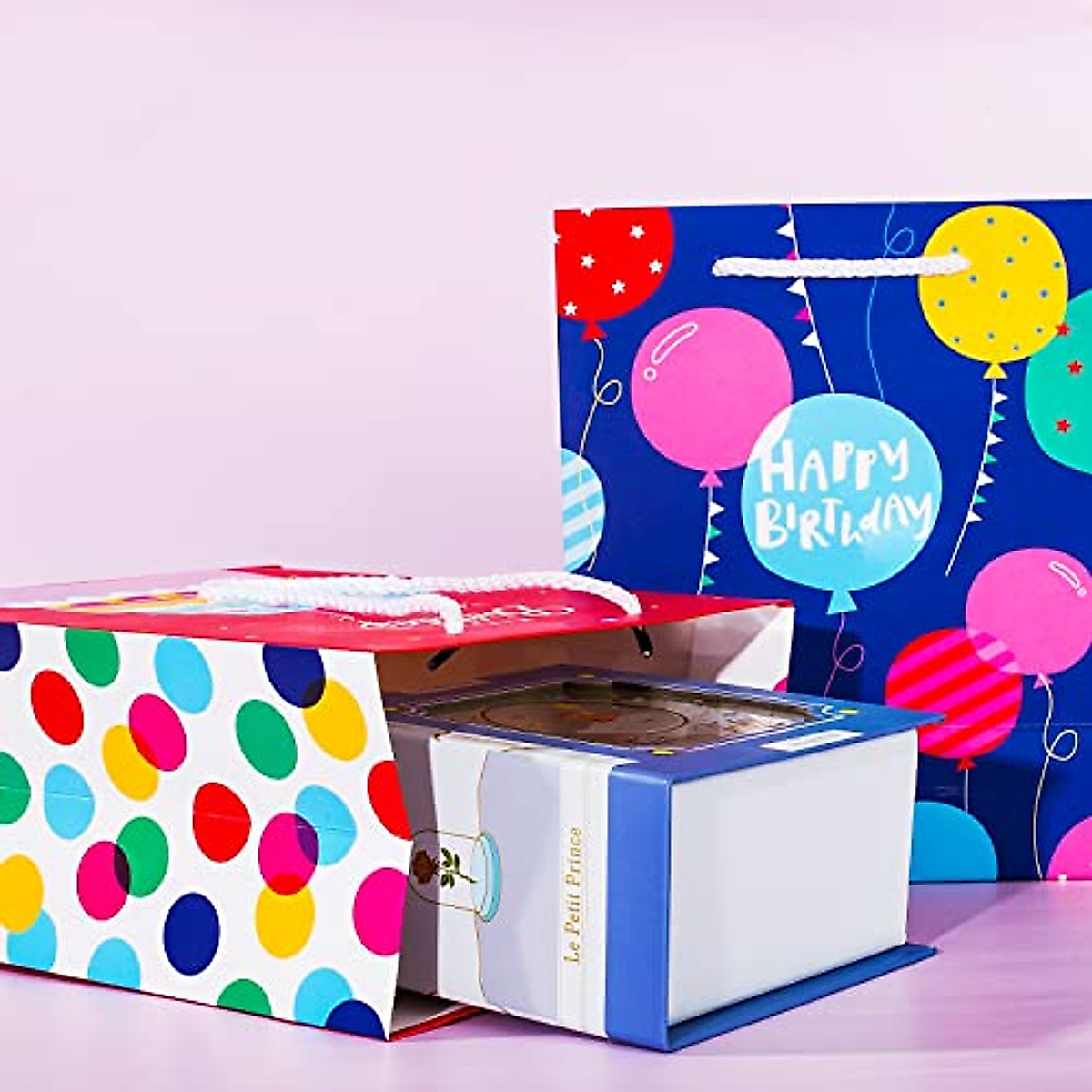 Birthday Gift Bag with Handle and Tissue Paper, 12 Pcs Gift Bags Assorted Sizes and Designs, Large, Medium, Small Size Birthday Gift Bag for Boys, Girls, Women and Men’ Birthdays Party ( Sizes 15.5”, 13”, 9” )