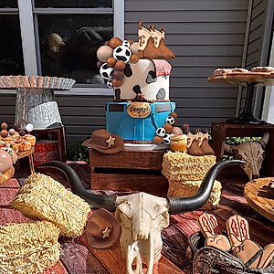 28PCS Cowboy Cake Decorations Cowboy Hat and Boot Cake Toppers Western Cowboy Birthday Baby Shower for Western Theme Party Favors Supplies