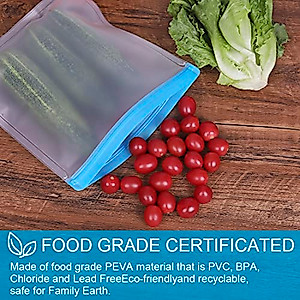 Hvalucen Reusable Food Storage Bags, 4-Pack BPA FREE Flat Freezer Bags, and LEAKPROOF Gallon Storage Bags for Marinate Meats, Cereal, Sandwich, Snack, Travel Items, Home Organization Storage