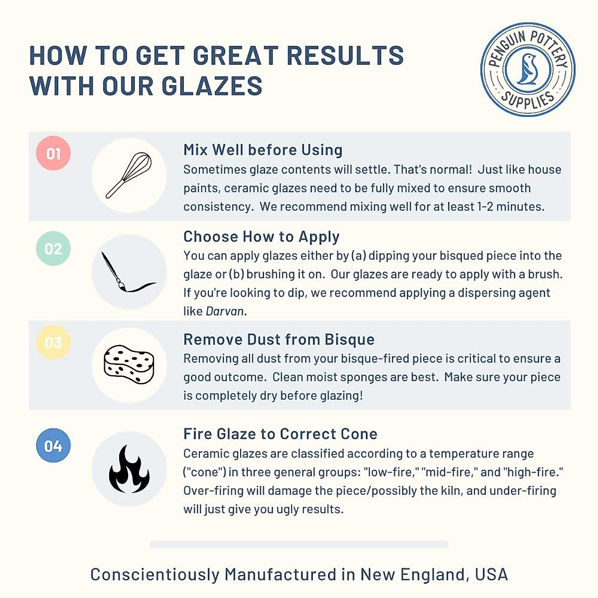 Penguin Pottery - Nantucket Series - Mint - Low Fire Glaze Cone 06-04 for Low Fire Clay - Ceramic Glaze Pottery (1 Pint | 16 oz | 473 ml)