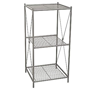 Zenna Home 3 shelves 2557NN Cross Style Floor Stand, Satin Nickel