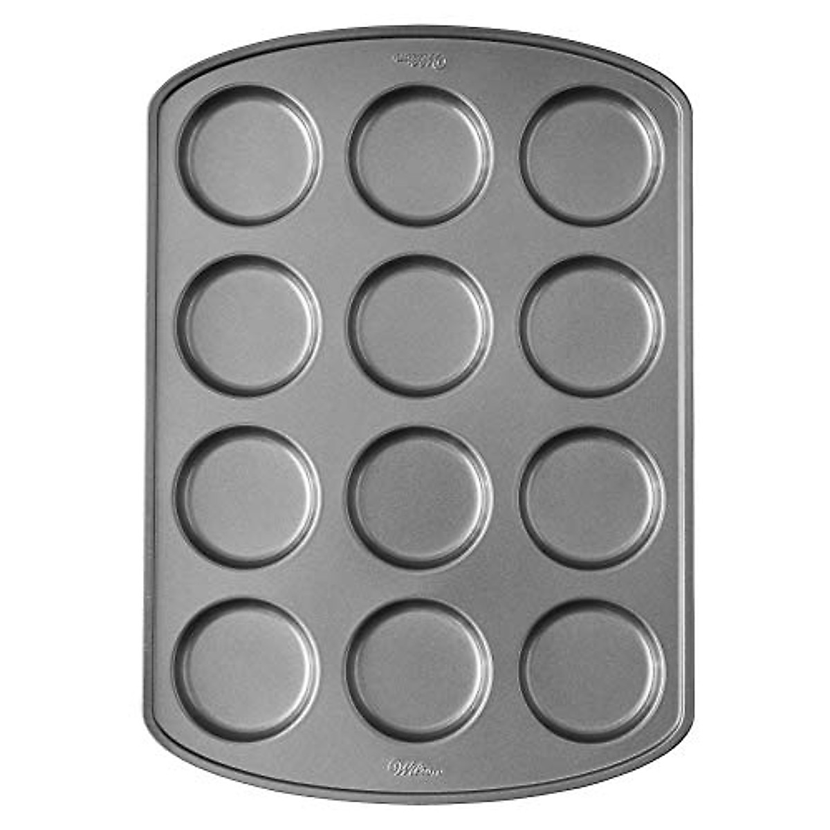 Wilton Perfect Results Premium Non-Stick Bakeware Muffin Top Pan - The Shallow Baking Cups Make Perfect Muffin Tops, Drop Cookies or Whoopie Pie Shells, 12-Cavity, Steel
