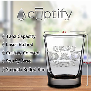Cuptify Best Dad Ever 2oz Black Bottom Shot Glasses Set of 2 Etched Party Favors Cool Birthday Gifts for Men, Him, Fathers Day