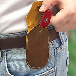 Biobasedon Leather Knife Sheath for Belt Knife - Case Knife Holder for Swiss Army Knife, Buck Pouch for 4 Inch Folding Knife（Not for Buck 110