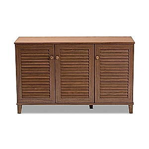 BOWERY HILL Contemporary Wood 8-Shelf Shoe Cabinet in Walnut Brown