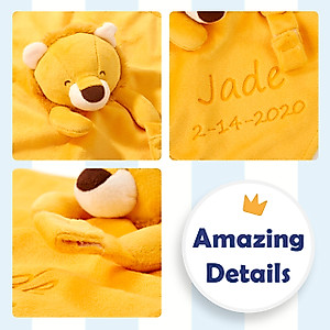 12 Inches Personalized Lion Lovey Soft Security Blanket with Custom Name Gift for Baby