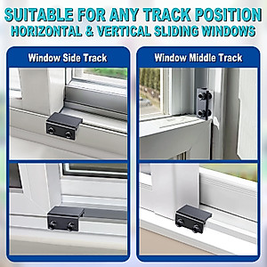 Sliding Window Locks (6 Sets), Security Window Locks with Keys, Adjustable Aluminum Sliding Window Stops, Easy Installation Without Drilling, for Vertical and Horizontal Sliding Windows (Black)