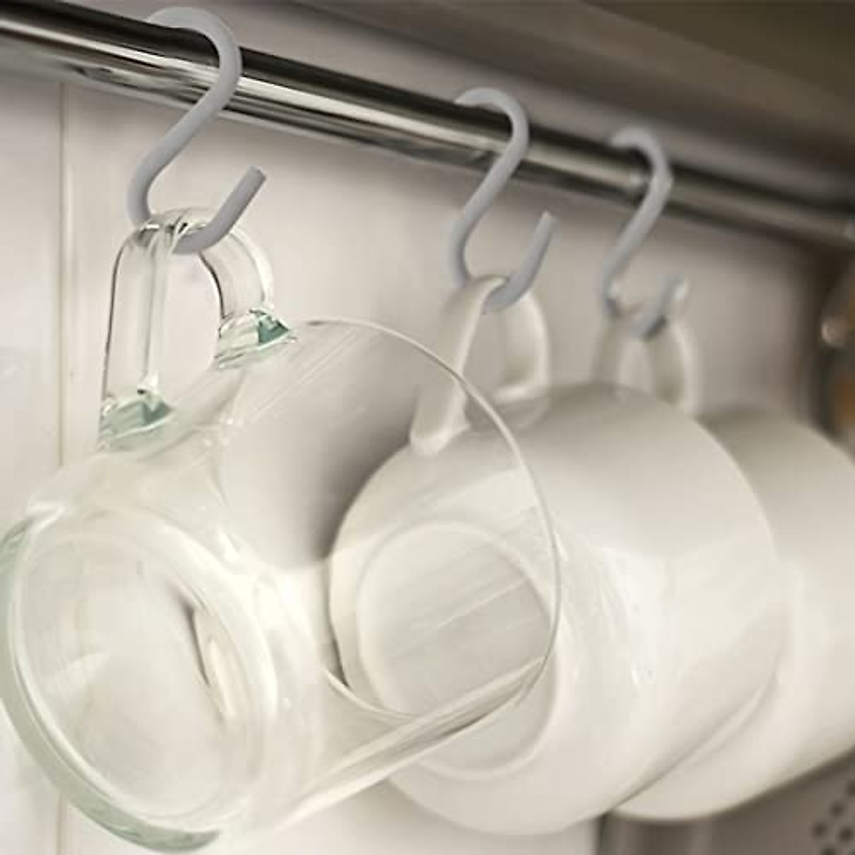 NUTJAM 2 Pcs S Hooks for Hanging Heavy Duty S Shaped Hooks Metal Closet Hooks with Foam Protective Layer for Hanging Hangers Closet Rod Jewelry Pants Clothes Belts Ties Bags Towels