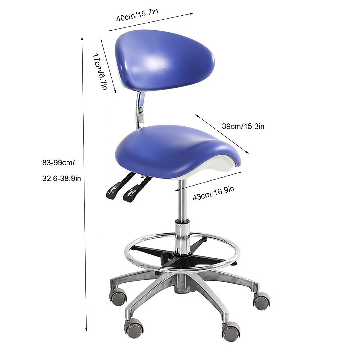 Standard Dental Mobile Chair Doctor's Stool PU Leather Dentist Chair Swivel Work Chair