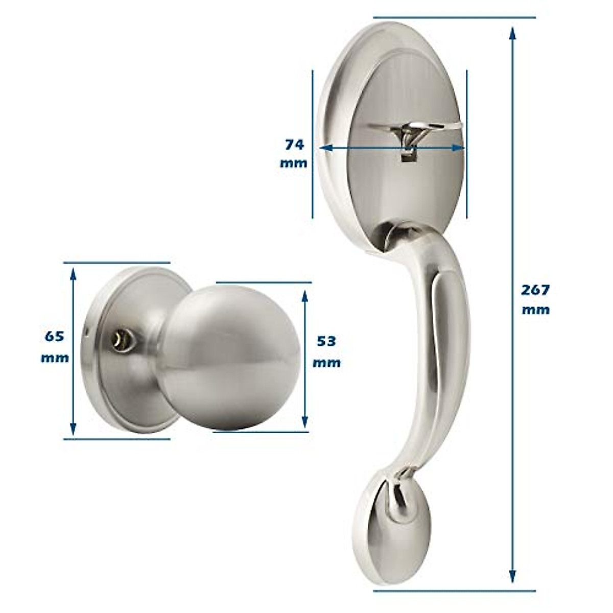 Gobrico Satin Nickel Exterior Door HandleSet for Right and Left Handed Door-1 Pack
