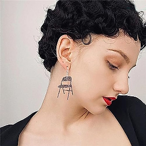 Funny Fight Folding Chair Dangle Earrings for Women Creative Fashion Acrylic Weird Chair Earrings Fashion Statement Earring (Glitter Gold)