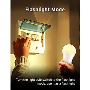 Prosperbiz Battery Operated Light Bulb, Emergency Rechargeable Flashlight Bulb for Power Outages, A21 9W E26 Standard Bulbs, 3000K Soft White, 2 Pack