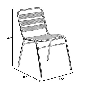 Flash Furniture 4 Pack Commercial Aluminum Indoor-Outdoor Restaurant Stack Chair with Triple Slat Back