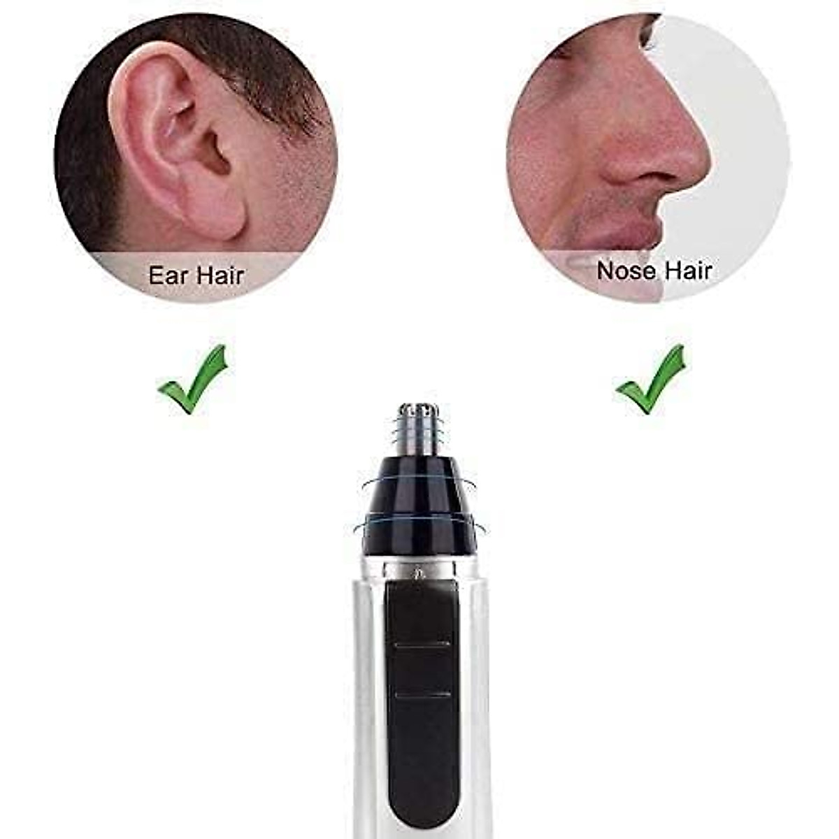 QINERSAW Portable Nose Ear Trimmer, Painless Hair Remover Shaver for Face, Electric Razor for Women and Men, Battery-Operated (Silver)