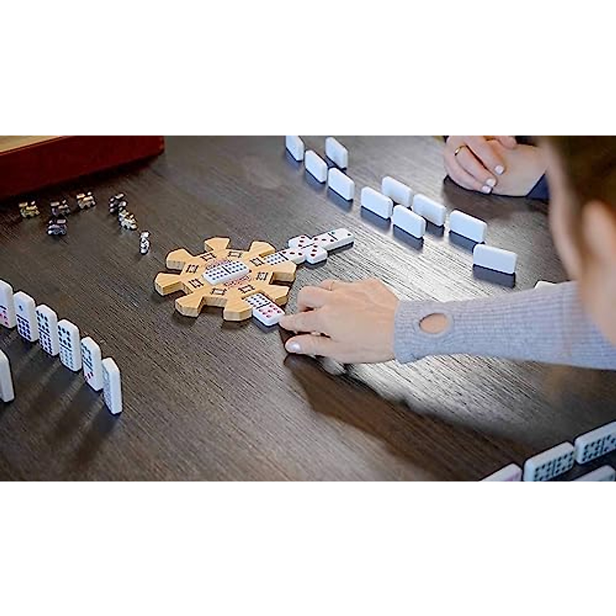 Front Porch Classics | Mexican Train Domino Set in Wooden Collector Box from Front Porch Classics for 2 to 8 Players Ages 8 and Up