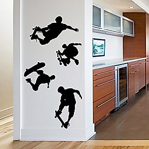 Playing Skateboards Sports Wall Decal Home Sticker PVC Murals Vinyl Paper House Decoration Wallpaper Living Room Bedroom Kitchen Art Picture DIY for Kids Teen Senior Adult Nursery Baby