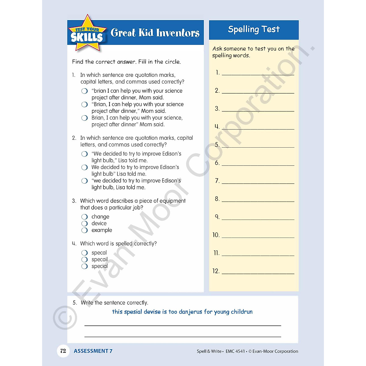 Skill Sharpeners Spell & Write, Grade 5