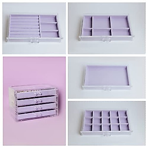 The TopCherry Big Acrylic Jewelry Organizer with 4 Drawers, Earrings Organizer, Clear Jewelry Box, Rings Necklaces Bracelets Display Case, Gift for Women