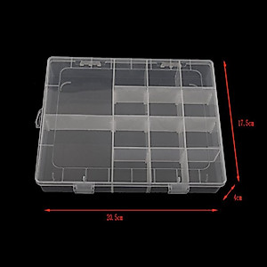 OULII 14-Grid Plastic Jewelry Box Organizer Storage Container Case with Removable Dividers (Transparent)