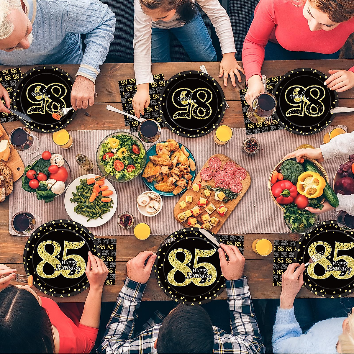 96 Pcs 85th Birthday Party Supplies 85th Birthday Tableware Plates Cheers to 85 Years Table Decorations Dinnerware Happy 85th Birthday Party Favor for Men Woman Eighty-five Years Birthday 24 Guests