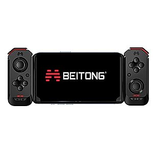 BEITONG H2 Bluetooth Wireless Game Controller, Single and Dual Switchable Phone Gamepad with Button Custom Function Press Gun Intelligently Support EMUI/Magic UI system/Android/iPhone (H2, Black&Red)
