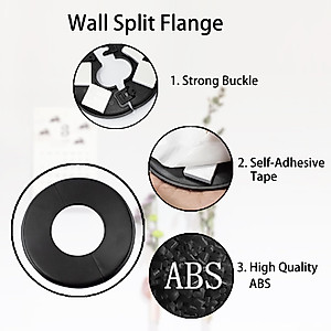 bociloy Wall Split Flange 51mm/2"Diameter, ABS Round Self-Adhesive Escutcheon Plate, Wall Hole Decoration Cover, Water Pipe Plate Cover, Black, 4PCS