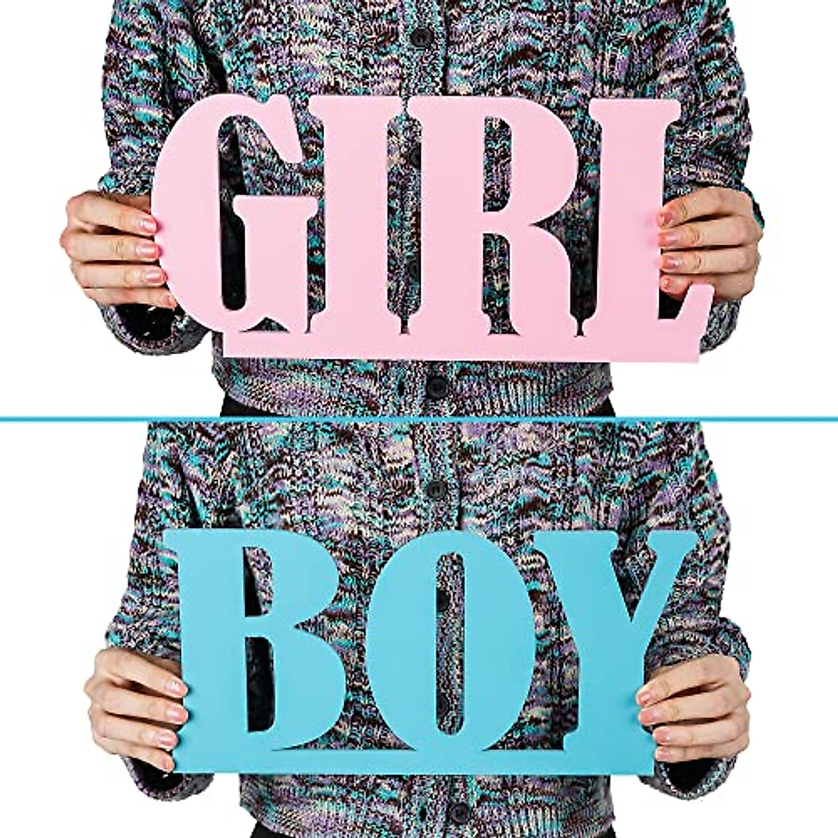 Gender Reveal Decorations - Boy or girl Wooden Blue and Pink Letter Sign，with Gender Announcement Baby Shower party Table Decorations – by ZouYee