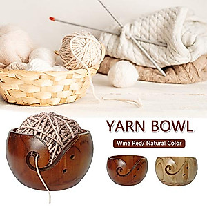 beiyoule Bamboo Yarn Bowl,Handmade Knitting Bowl Wool Holder,DIY Natural Embroidery Crocheting Storage Accessories for Crochet Home Decor