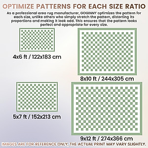 Washable 5x7 Checkered Area Rug for Living Room, Sage Green Checkerboard Modern Boho Large Rugs, Ultra Thin Low Pile Lightweight Indoor Carpet with Non-slip Backing for Bedroom Classroom Playroom Kids